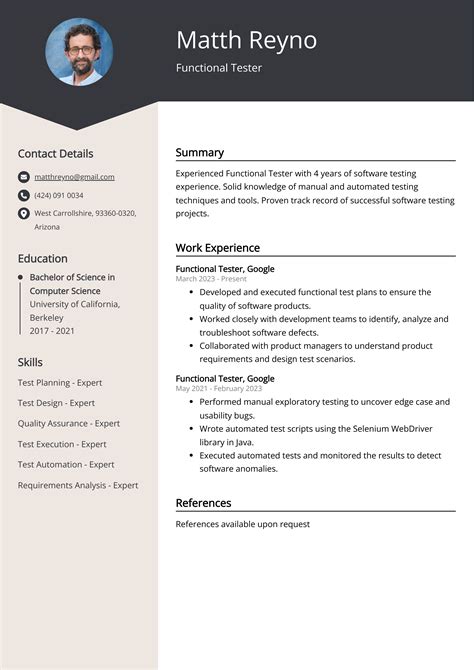 Functional Tester Resume Sample Guide Entry Level Senior Jobs