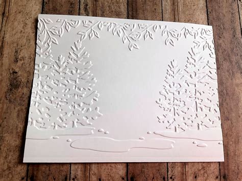 Tree Forest Winter Background Embossed Paper Textured A Card Fronts For DIY Cardmaking Snowy