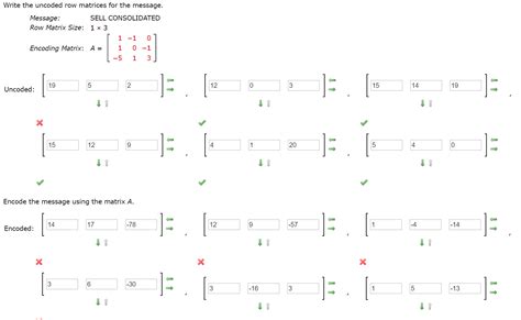 solved write the uncoded row matrices for the message