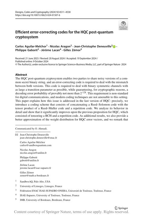 Efficient Error Correcting Codes For The Hqc Post Quantum Cryptosystem