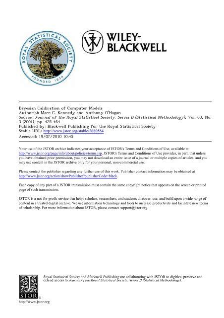 Bayesian Calibration Of Computer Models