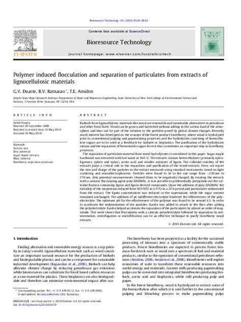 Pdf Polymer Induced Flocculation And Separation Of Particulates From Extracts Of