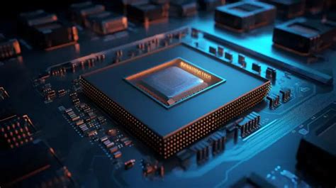 Blue Circuit Board With 3d Rendered Cpu Chip Background Microprocessor