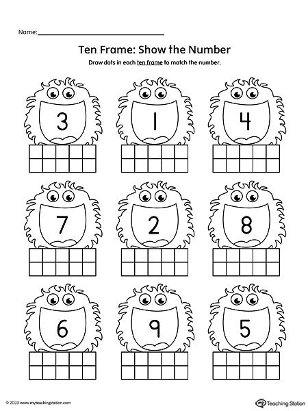 Free Ten Frame Match The Number