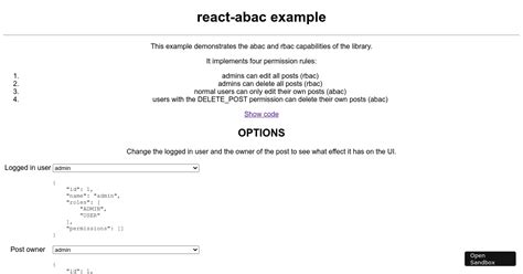 React Abac Example Forked Codesandbox