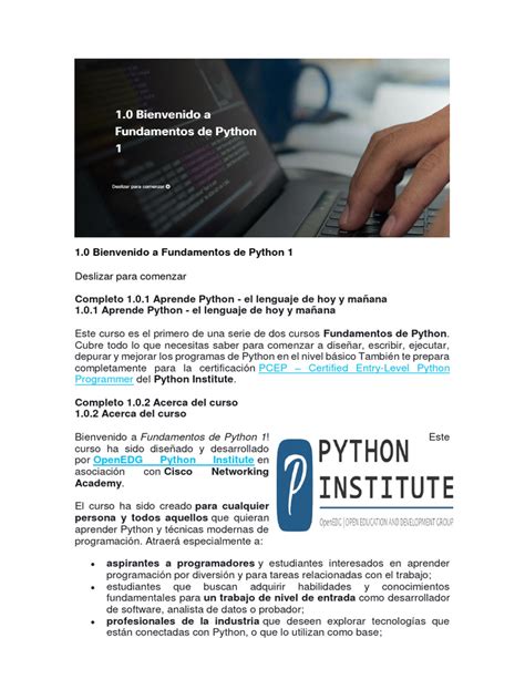 10 Bienvenido A Fundamentos De Python 1 Pdf