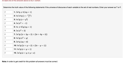 solved determine the truth value of the following statements