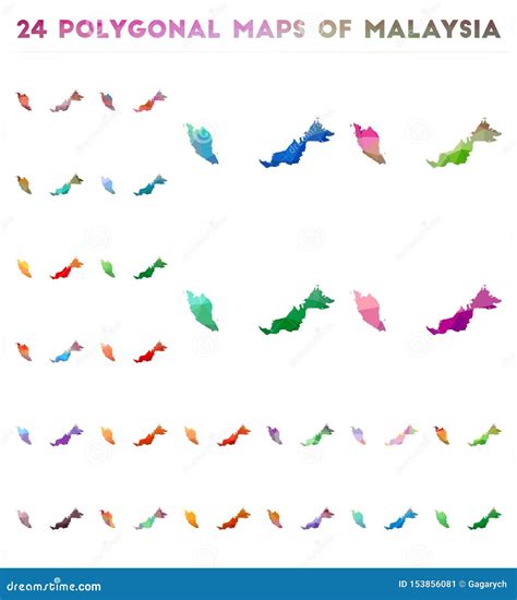 Set Of Vector Polygonal Maps Of Malaysia Stock Vector Illustration