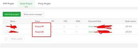 Node Project Status Issue Aapanel Free Hosting Control Panel One