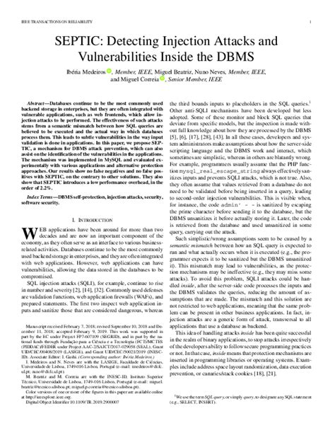 Pdf Septic Detecting Injection Attacks And Vulnerabilities Inside The Dbms