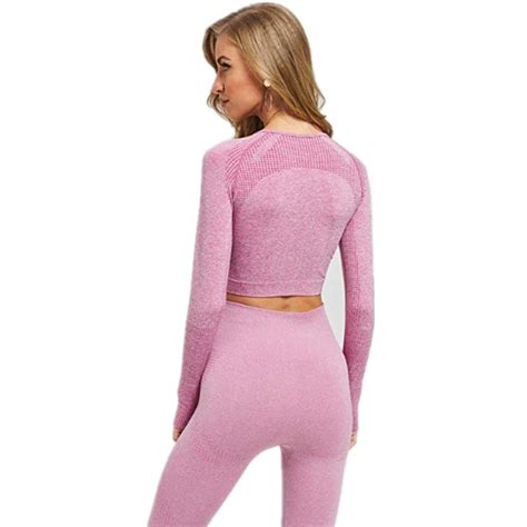 Buy Womens Fitness Yoga Wear Set Long Sleeves Crop Top High Waist