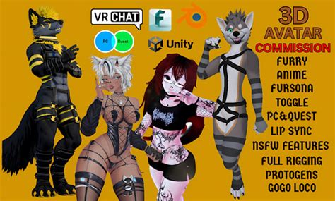 Create Custom Vrchat Furry Avatar Vrc Vtuber Model Anime 3d Nsfw Vr Character By Victorgre