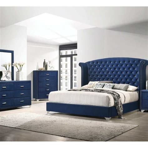 Coaster Melody Pacific Blue 5pc Queen Bedroom Set Ornate Home