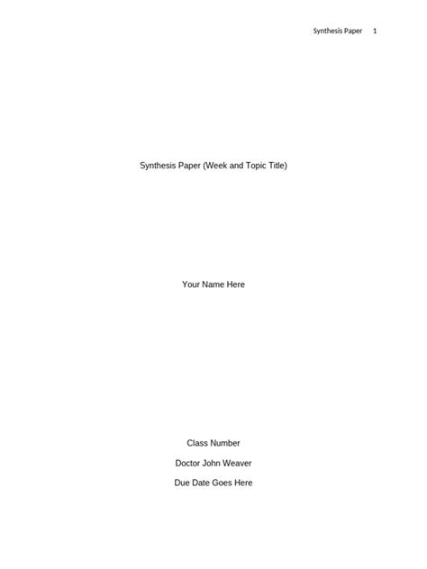 Synthesis Paper Template Pdf