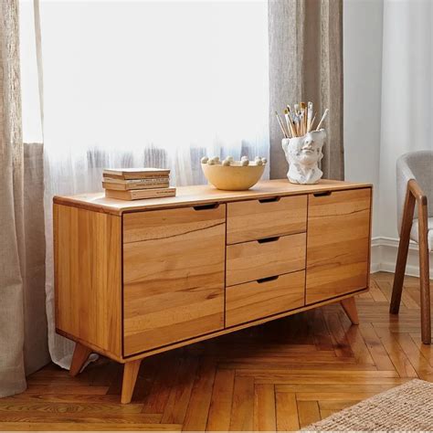 Commode En Bois Massif Naturel Style Scandinave Sven