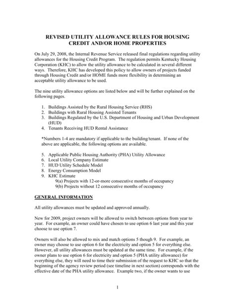 Hud Utility Allowance Spreadsheet For Utility Allowance Rules For Housing Credit And Or Home