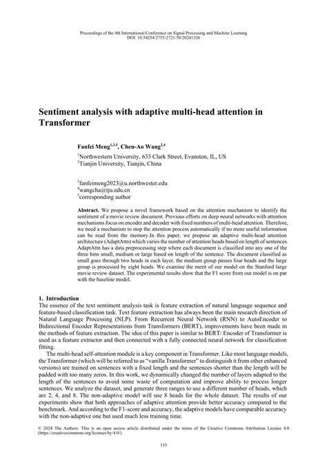 Pdf Sentiment Analysis With Adaptive Multi Head Attention In Transformer