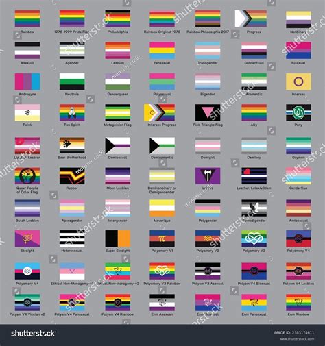 Lgbtq Pride Flags Gender Collection Lgbtqian Stock Vector Royalty Free