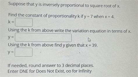 Solved Suppose That Y Is Inversely Proportional To Square