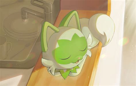 Sprigatito Serenity Hd Wallpaper From Pokémon Scarlet And Violet Game