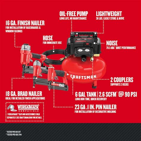 Craftsman 6 Gallon Single Stage Portable Corded Electric Pancake Air Compressor With Accessories