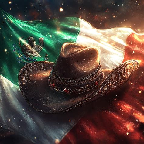 Mexican Cowboy Hat On Flag Premium Ai Generated Image
