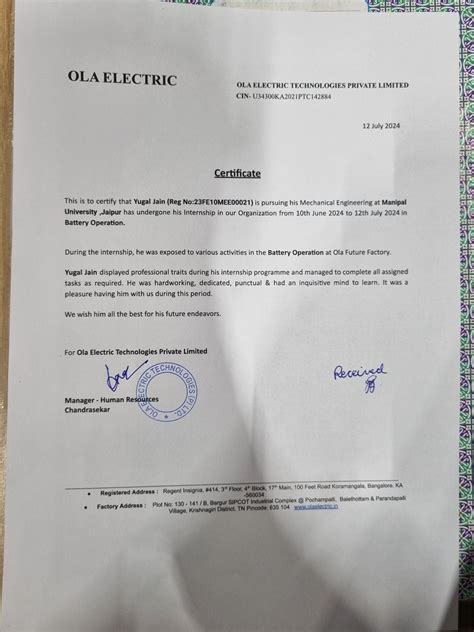 Internship Olaelectric Electricvehicles Sustainability Yugal Jain