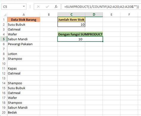 Rumus Excel Menghitung Jumlah Data Yang Berbeda Pada Berbaga