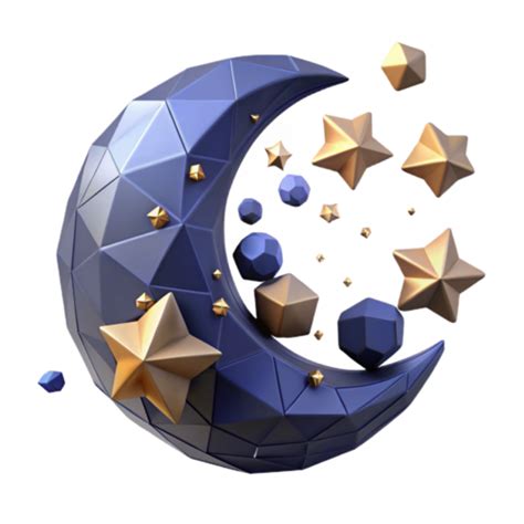 Crescent Moon And Stars 3d Render Abstract Background Image 55535032 Png