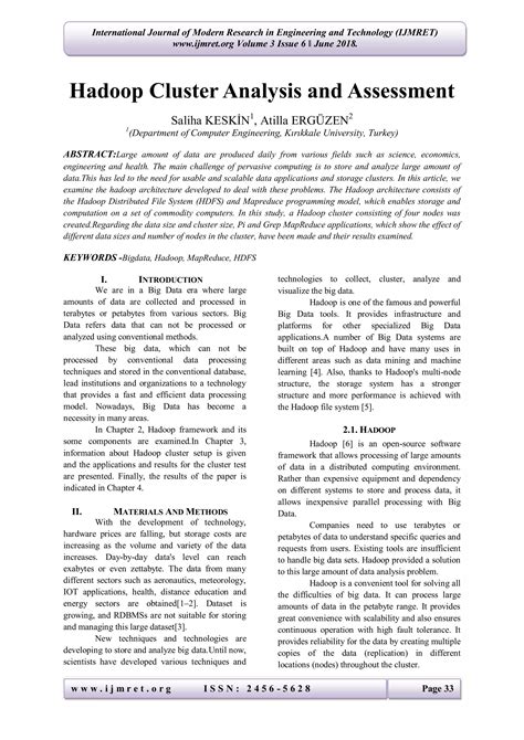 Hadoop Cluster Analysis And Assessment Pdf