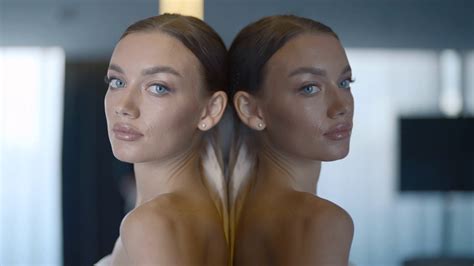 Posing Beautiful Model With Blue Eyes Action Stock Footage Sbv