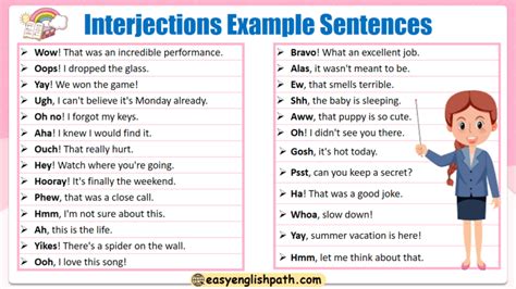 150 Interjection Example Sentences For Better Speaking Easyenglishpath