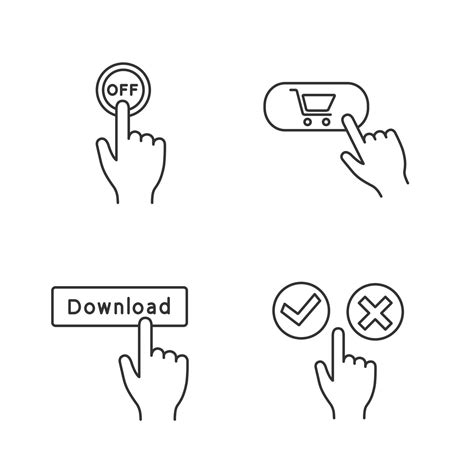 App Buttons Linear Icons Set Click Turn Off Buy Download Accept