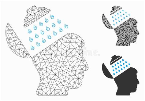 Propaganda Brain Shower Vector Mesh 2d Model And Triangle Mosaic Icon Stock Vector