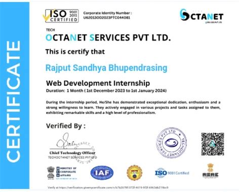 sandhya rajput on linkedin octanet webdevelopmentinternship