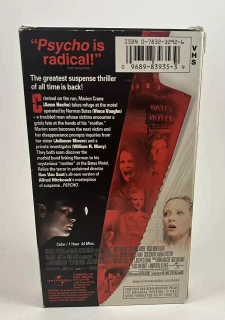 Psycho Vince Vaughn Hitchcock Remake Vhs 1998 £934 Picclick Uk