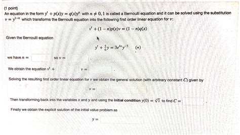 Solved An Equation In The Form Y P X Y Q X Yn Y P X Chegg