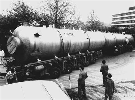 Sulzer Employees Moving A Distillation Column In 1976 Sulzer Posted On The Topic Linkedin