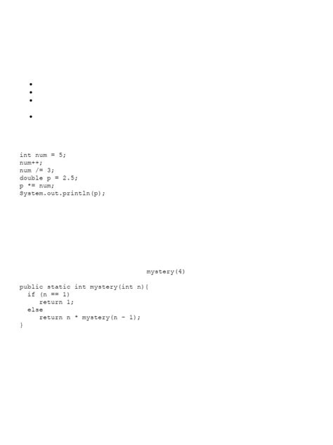 Ap Computer Science A Multiple Choice Questions Packet Pdf Integer Computer Science