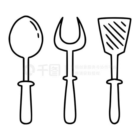 叉子网页ui 勺子叉子铲子简笔画 模板免费下载 Eps格式 1000像素 编号69598539 千图网
