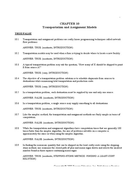 transportation and assignment models cha pdf pdf linear programming