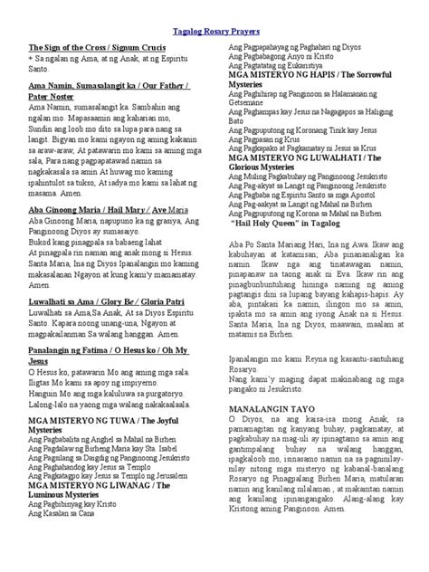 Tagalog Rosary Prayers Pdf