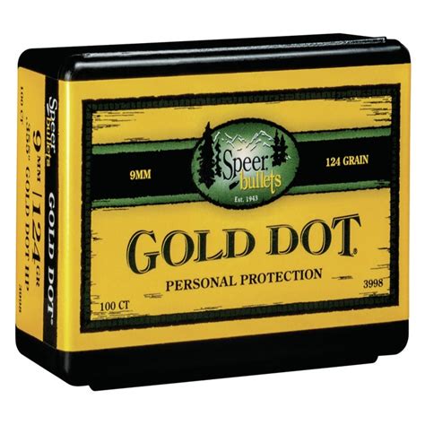 Speer Gold Dot 9mm 124 Gr Hp 100box