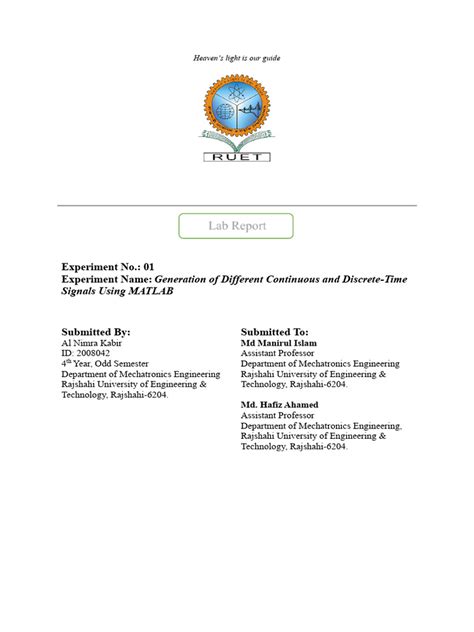 Generation Of Different Continuous And Discrete Time Signals Using Matlab Pdf Amplitude