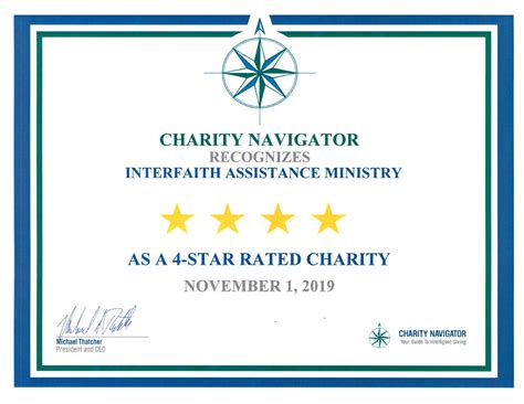 Charity Navigator 4 Star Award — Interfaith Assistance Ministry