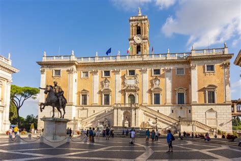 Rome Italy October 2022 Statue Of Marcus Aurelius And Conservators