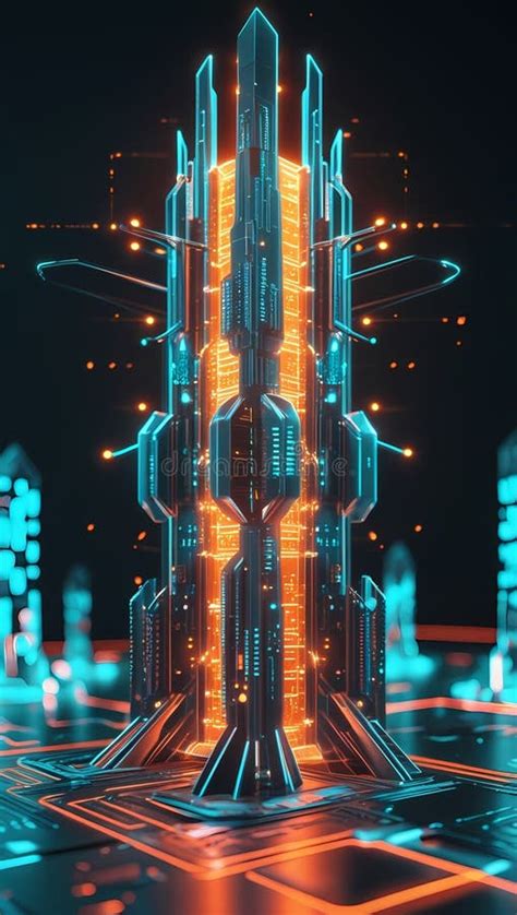 Neon Enhanced Futuristic Processor On Cyber Circuit Board Stock Image