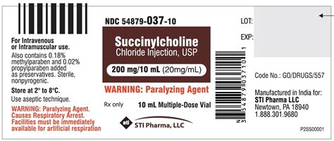 Succinylcholine Chloride Injection Fda Prescribing Information Side