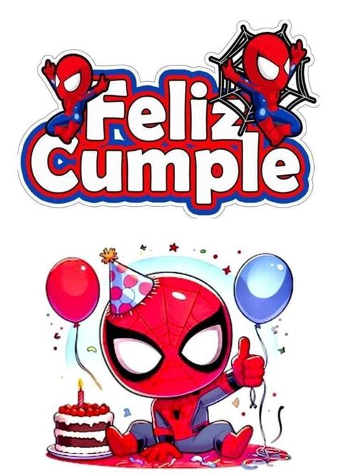 Cake Topper Hombre Araña Bebe Feliz Cumple De Spiderman Imagenes De