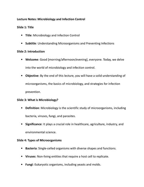Lecture Notes Microbiology And Infection Control Today We Delve Into The World Of